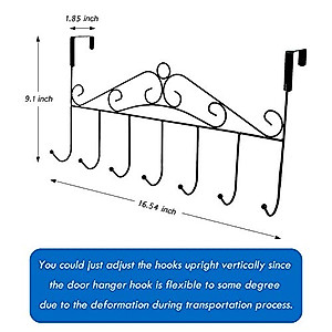 Over The Door Hooks,Over The Door Hanger for Hanging,Over Door Towel Rack Coat Rack Hanger Hooks for Clothing,Anti-Rust Overdoor Organizer Rack with 7 Hooks for Bathroom Bedroom Hat Purse Robe