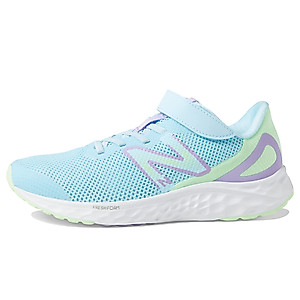New Balance Boy's Fresh Foam Arishi V4 Hook and Loop Running Shoe, Bleach Blue/Green Aura/Lilac Glo, 2 X-Wide Little Kid