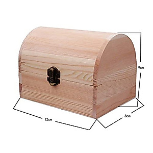 JHEUAYK Wooden Box with Hinged Lid and Front Clasp, Unpainted Wooden Storage Box with Arched Hinged Stash Boxs DIY Craft Gift Box, Three Size Options
