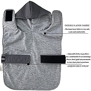 LeerKing Dog Raincoat Hooded Leash Hole 10 Sizes, Waterproof Double Layer Dog rain Coat Jacket with Cotton Lining for Small Medium and Large Dog,Grey,L