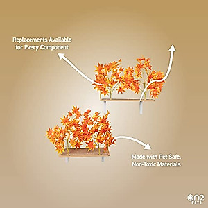 On2Pets Cat Shelves Wall-Mounted Cat Trees Cat Furniture for Climbing, Playing and Relaxing, Set of 2, Indoor Cat Shelf Made in USA… (Orange Blaze, Rectangle)