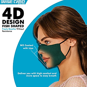 BASE CAMP Reusable Cloth Dust Face Masks 100% Cotton Washable Adjustable Breathable Fabric Mask with Filter Pocket (1Black+1Green-L)