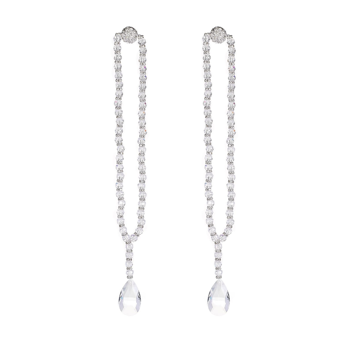 SUQ I OME 1 Pair of Luxury Crystal Beaded Magnetic Curtain Tieback and Holdback Curtain Clips Curtain Buckle Curtain Holder Blingbling Curtain Holdbacks for Drapes,Crystal