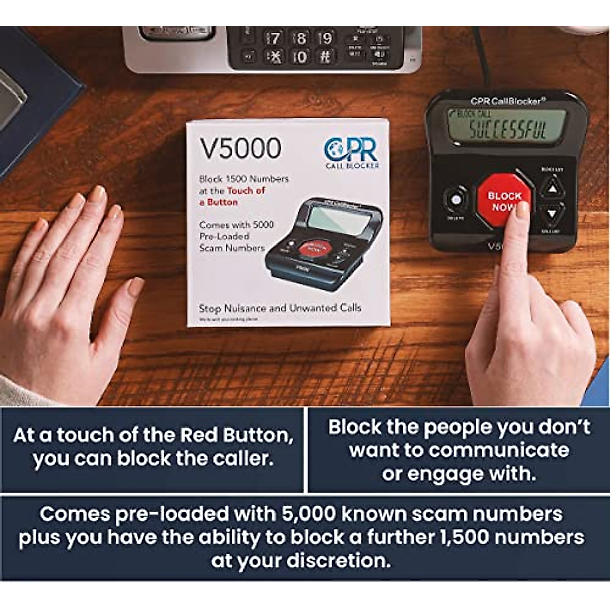 CPR V5000 Call Blocker for Landline Phones, Home Phones, Cordless Phones – Stop All Unwanted Calls, Robocalls, Scam Calls at a Touch of a Button - Join Over 1 Million Satisfied Customers