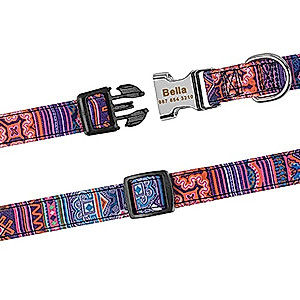 Moonpet Personalized Colorful Custom Dog Collar with Engraved ID Name and Phone Number Plate/Customized Dog Collars for Puppy Small Medium Large X-Large Boy Girl Dogs