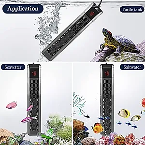 FEDOUR 100W/200W/300W PTC Aquarium Heater, Adjustable Fish Tank Heater with External Temperature Controller, Turtle Tank Heater with Detachable Protective Cover for up to 80 Gallon Tank (300W)