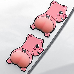 HALUOGUAI 1 Pair 3D Cartoon Animal Butt Shaped Flexible Silicone Fridge Door Stops,Self Adhesive Decorative Wall Protector,Pink Peach Shaped Waterproof Toilet Lid Bumper Pad (Pig)