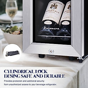 Kalamera Mini Fridge Wine Cooler, 12 Bottle Compressor Freestanding Wine Refrigerator - Single Zone with Stainless Steel Glass Door for Home, Office, Bar, 41°F to 64°F, Drink Fridge.