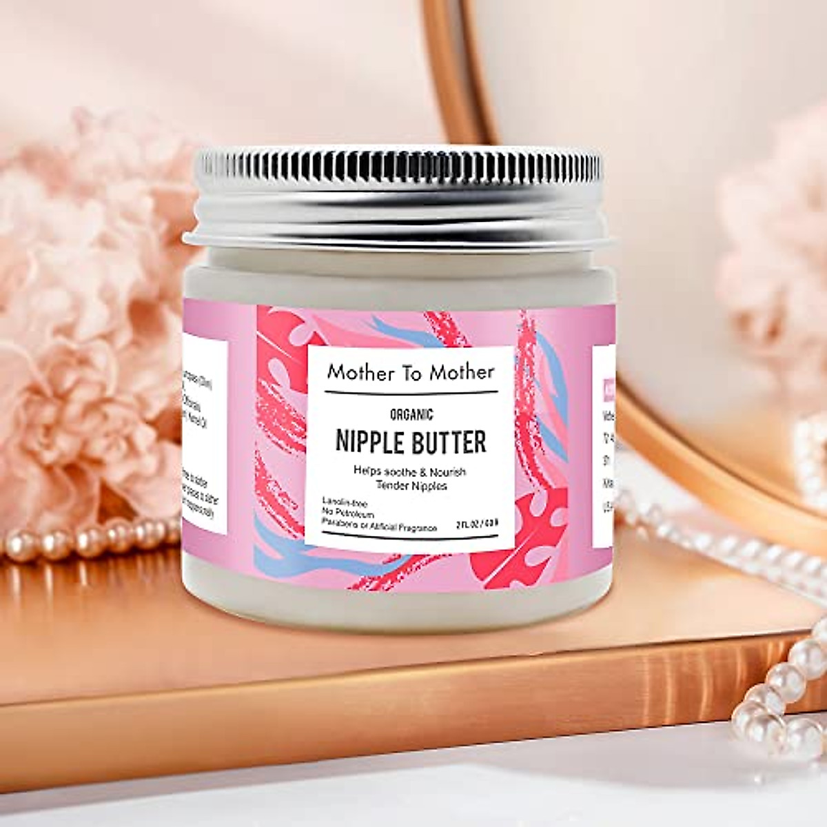 Organic Nipple Butter Breastfeeding Cream by Mother To Mother | Lanolin-Free, Safe for Nursing & Dry Skin, Non-GMO Project Verified, 2 FL oz, White, 2 Ounce