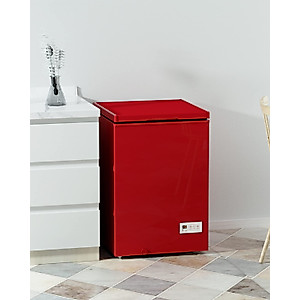 Watoor 3.5 Cu Ft Chest Freezer - Super-Low Temperature - 2 Removable Baskets - Electronic Control 14℉ to -40℉- Red