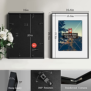 VCK Black 16x20 Picture Frame Metal for Wall, 3 Pack Aluminum Poster Frame with Real Glass, with Mat for 11x14 Photo or 16x20 without Mat, Great for Wall Arts, Prints