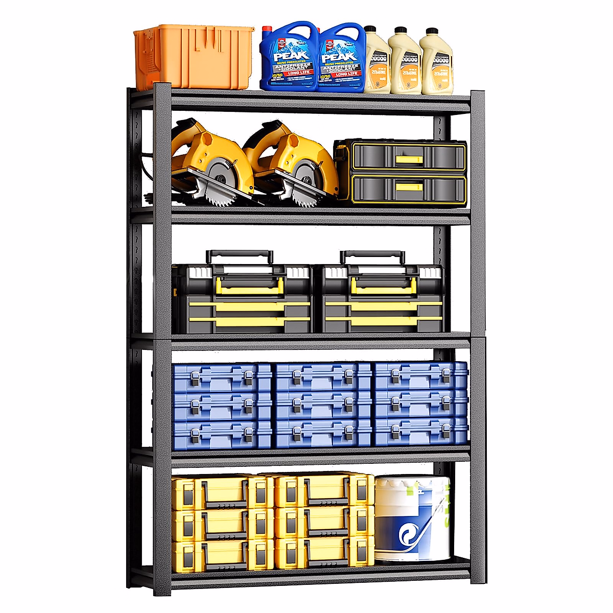 FogQueen 2000LBS Metal Shelving Units, 5 Tier Heavy Duty Garage Shelves, Multi-Functional Adjustable Utility Shelfs, All-Steel Storage Racks, Tall Shelf for Basement Shed, 35.5" W x 15.8" D x 72" H
