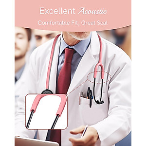 FriCARE Lightweight Stethoscope - Stethoscopes for Nurse Medical Nursing Students - Classic Home Health Diagnostic Kit, StethoMedic Essentials, Lifetime Warranty & FSA HSA Eligible (Pearl Pink)