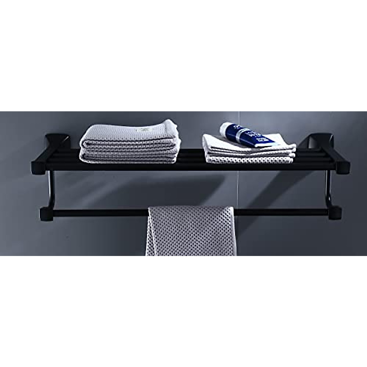 Black Towel Rack and Towel Holder with Luxury Design for Bathroom Wall,Bathroom Hardware,Matte Black Bathroom Accessories
