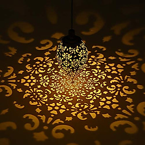 Tomshine Hanging Solar Lights Solar Lantern LED Garden Lights Metal Lamp Waterproof for Outdoor Hanging Decor (2 Pack)