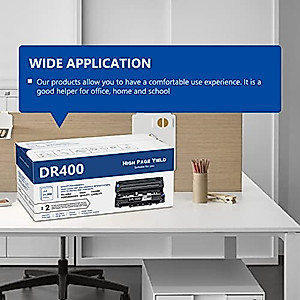 (High Yield, 2 Black) DR400 Drum Unit DR-400 Compatible Replacement for Brother DR400 Drum Unit MFC-8600 9700 P2500 IntelliFax-4750e 5750e HL-1250 1440 DCP-1200 1400 Series Printer (Not Include Toner)