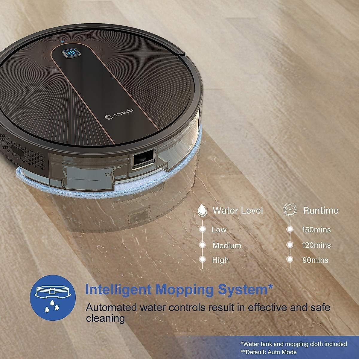 Coredy R750 Pro Robot Vacuum and Mop Combo, 2700Pa Max Suction, Ultrasonic Detection Boost & Avoidance, Compatible with Self Empty Station, Smart AI Dynamic Navigation Robotic Vacuums for Carpet
