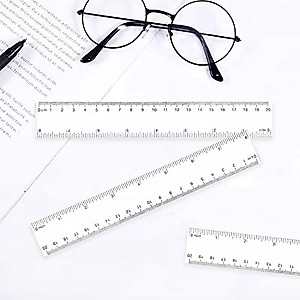 ndzefan 4 Pack Ruler, 30cm Ruler Multi Pack Clear Ruler Plastic Ruler 12 Inch Shatterproof Ruler Shatterproof Metric Ruler Clear Ruler Measuring Ruler Tool for Students School Office