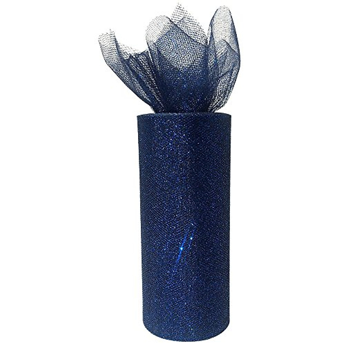 Just Artifacts Glitter Tulle Fabric Roll 25-Yards Length x 6-Inch Width (Color: Navy)