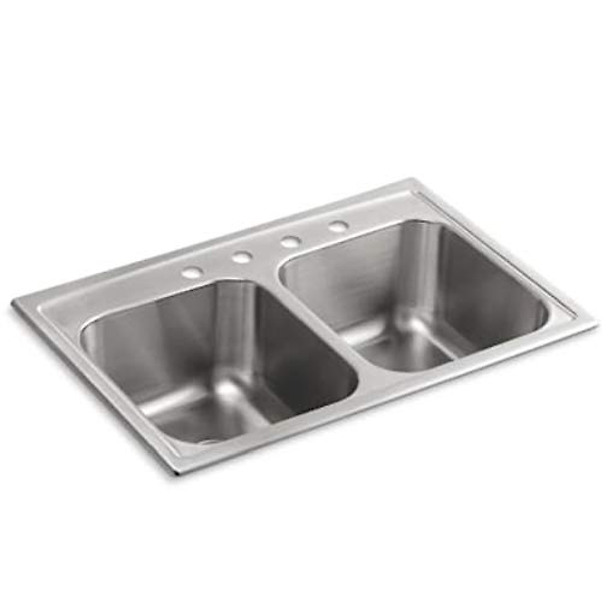Kohler R3847-4-NA Toccata 22"x33" Double-Basin Stainless Steel Drop-in 4 Hole Kitchen Sink