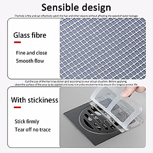 Floor Drain Sticker, 100PCS Disposable Shower Drain Cover Hair Catcher Mesh Stickers, 4"x4" Square Shower Floor Drain Cover, Drain Mesh Strainer for Kitchen, Sink, Bathroom, Laundry, Bathtub