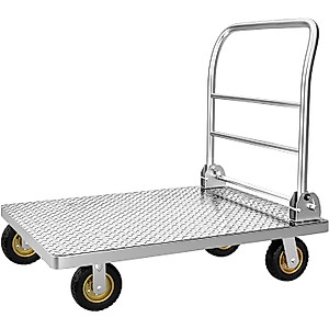 Platform Truck Platform Truck Steel Flat Handtruck with Wheels Folding Push Cart 120 * 80cm Flatbed Cart Load 600kg Moving Dolly Cart Reliable