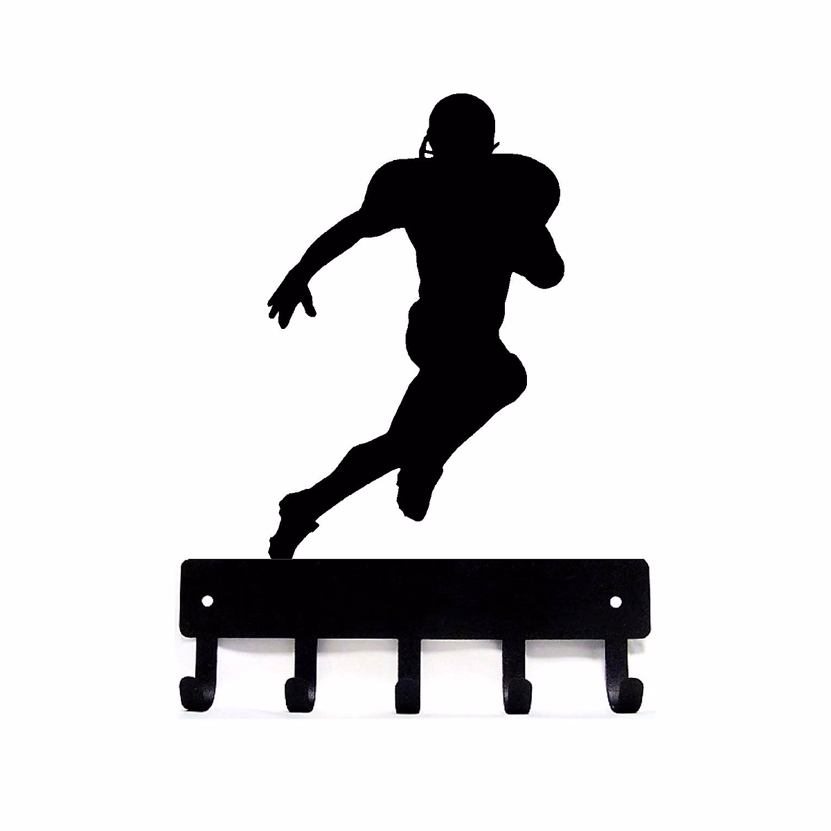 The Metal Peddler Football Receiver Sport - Wall Key Holder - Small 6 Inch Wide - Made in USA; 5 Storage Hooks
