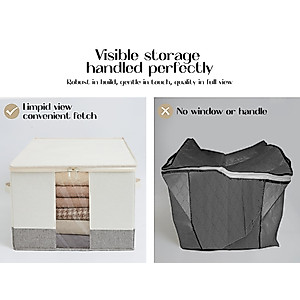 LoforHoney Home Bundle- Storage Baskets with Clear Window,2-Pack & Storage Bins with Lids, Beige & Gray, 2-Pack