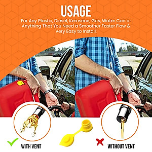 KP KOOL Products Fuel Gas Can Vent Plugs - Fuel Gas Tank Vent Caps - Gas Can Replacement Vent Plug - Vent Plugs Made to Fit Most of The Gas Cans and Jugs -Pack of 20