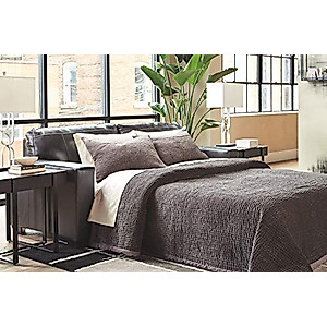 Signature Design by Ashley Morelos Contemporary Leather Queen Sofa Sleeper, Gray