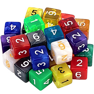 30 Pieces 6 Sided Polyhedral Dice Set 22 Colors 6 Sides Dice Assortment for Dungeons and Dragons RPG MTG Table Games Come with 1 Velvet Storage Bag