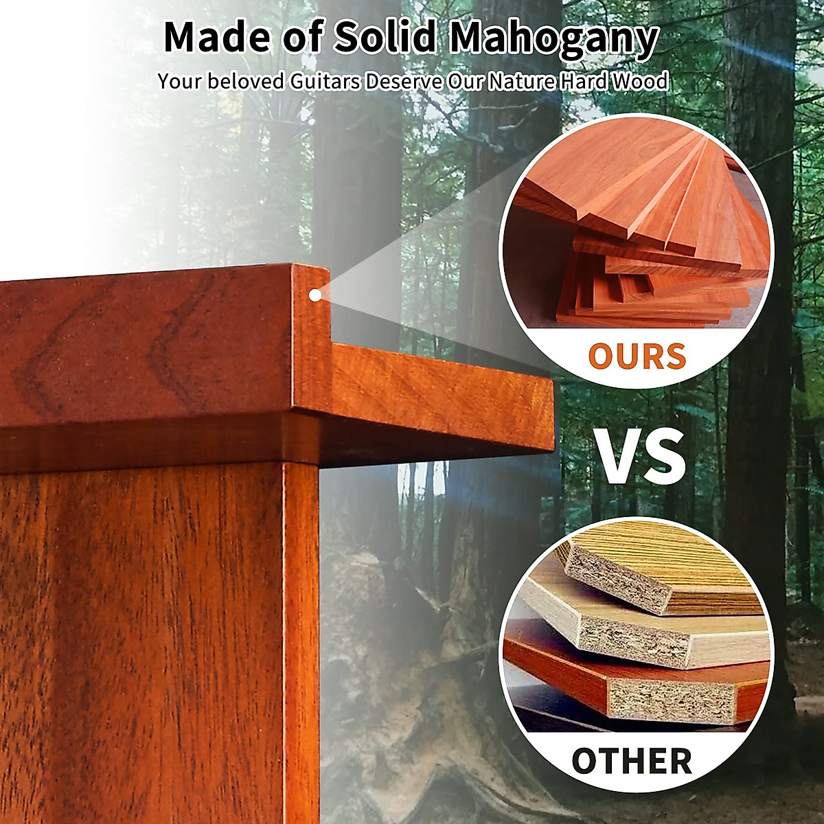 Neboic 2 Pack Guitar Wall Mount, Guitar Hanger with Wood Shelf, Guitar Hook, Guitar Holder for Acoustic Electric Bass Guitar Ukulele Banjo Mandolin