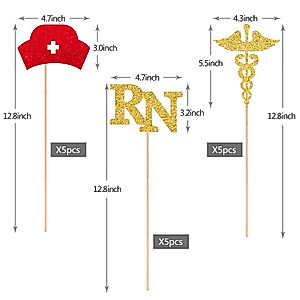 ALISSAR 15 Pcs Double Sided Glitter 2024 Nurse Graduation Party Centerpiece Sticks-Table Centerpiece for 2024 Nurse Graduation Party Decoration Party Supplies