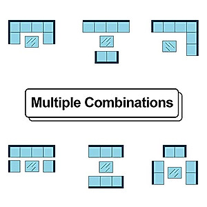 Laurel Canyon Outdoor Patio Furniture 7 Piece Rattan Sectional Sofa, Wicker Conversation Sets with Faux Wood Top Tea Table and Cushions, Gray