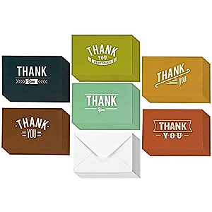 Best Paper Greetings 48 Pack Masculine Thank You Cards for Men with Envelopes for Work, Business, 6 Retro Designs, Blank Inside (4 x 6 In)