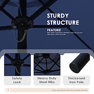 OUTDOOR DIAMOND 15ft Double Sided Patio Umbrellas, Outdoor Umbrella, Market Umbrella, Pool Umbrella, Large Deck Umbrella With Crank,Blue