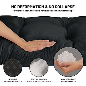 Lokex Anti-Slip Bench Cushion,Soft Durable Window Seat Cushion Indoor,[Velvet] Black, 36"x14"x4"