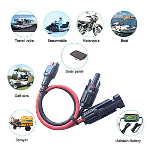 Apoi Solar Power Connector Portable Solar Cable Kits Adapter Solar Charger Cord Compatible Anderson for Goal Zero Yeti, Suaoki, Renogy Portable Solar Generator Power Station -10AWG 35cm/1.1ft