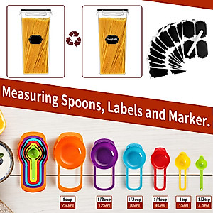 30 Pack Airtight Food Storage Containers for Kitchen Pantry Organization and Storage, BPA-Free, PRAKI Plastic Storage Canisters with Lids - Cereal, Flour and Sugar, Include 40 Labels, 6 Spoon & Marker