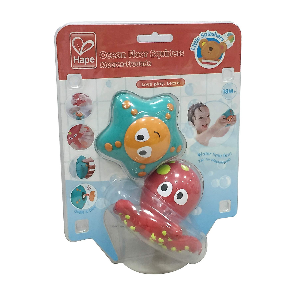 Hape Ocean Floor Squirters | Colorful Baby & Toddler Bath Toys, Colorful Baby & Toddler Bath Toys, Silicone and Non-Toxic Set, Water Spouting and Suction, Octopus & Starfish