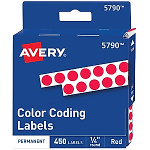 Avery Permanent Color Coding Labels, 0.25 Inches, Round, Pack of 450 (5790)