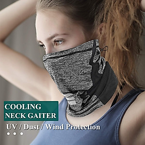 LANVODO UV Protection Neck Gaiter, Adjustable Cooling Neck Gaiter for Men and Women, Dust Bandana for Outdoor Running, Hiking, Cycling