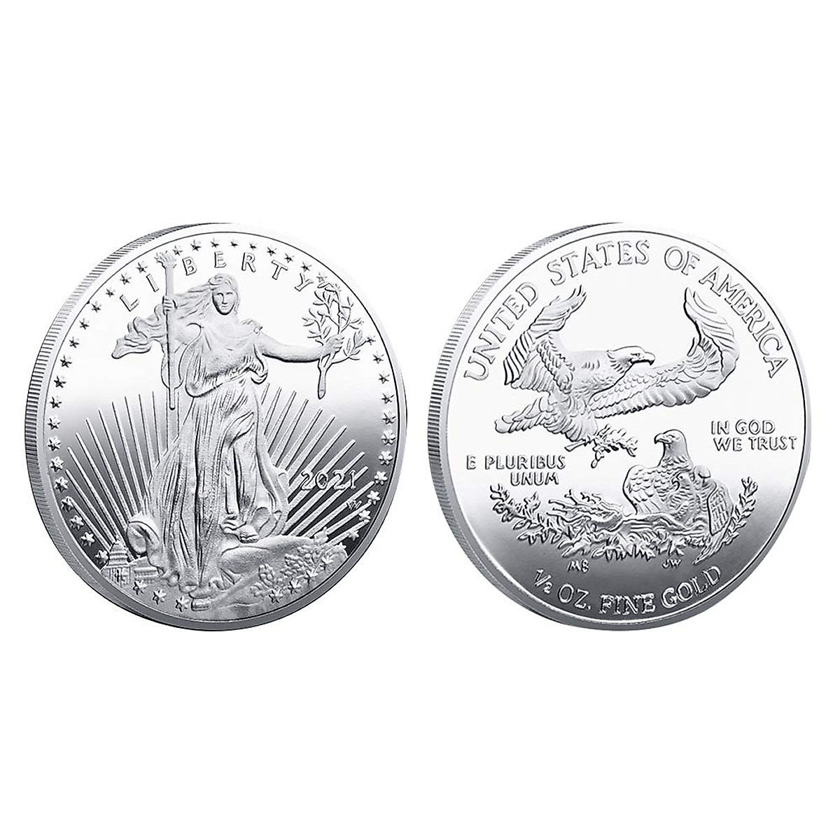 bestkai 2Pcs United State of American 2021 Statue of Liberty Eagle Coin Commemorative Coin Collection Gift Gold Silver 1 57inchX1 57inch