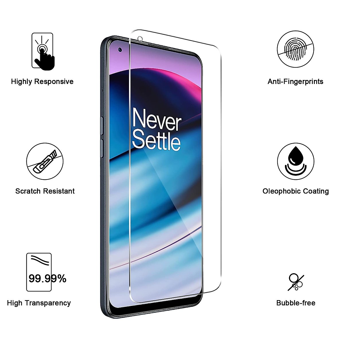 【 3-PACK】Coolpow Designed for OnePlus Nord N20 5G Screen Protector plus One Nord N20 5G Screen Protector Tempered Glass Film, 【EasyInstall Tool】 9H Hardness, Ultra HD, Scratch Resistant, Case Friendly
