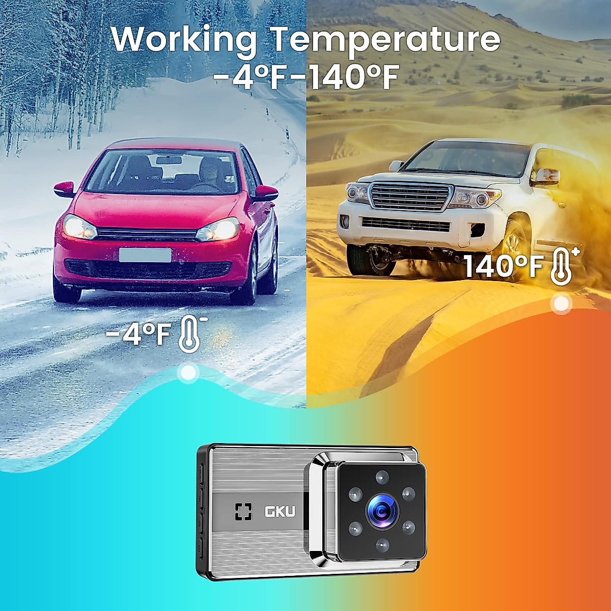 Dash Cam Front and Rear, GKU Dash Cam 1920X1080P FHD Dual Car Camera 170° Wide Angle Backup Dash Camera for Cars,Super Night Vision Car Dash Cam with Parking Mode,Motion Detection,Loop Recording