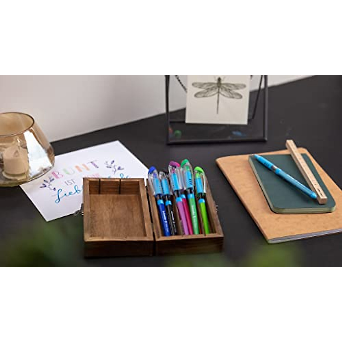 Schneider Slider Basic XB (Extra Broad) Ballpoint Pen, 1.4 mm, Transparent Barrel, Assorted Ink Colors, Pack of 8 Pens (151298)