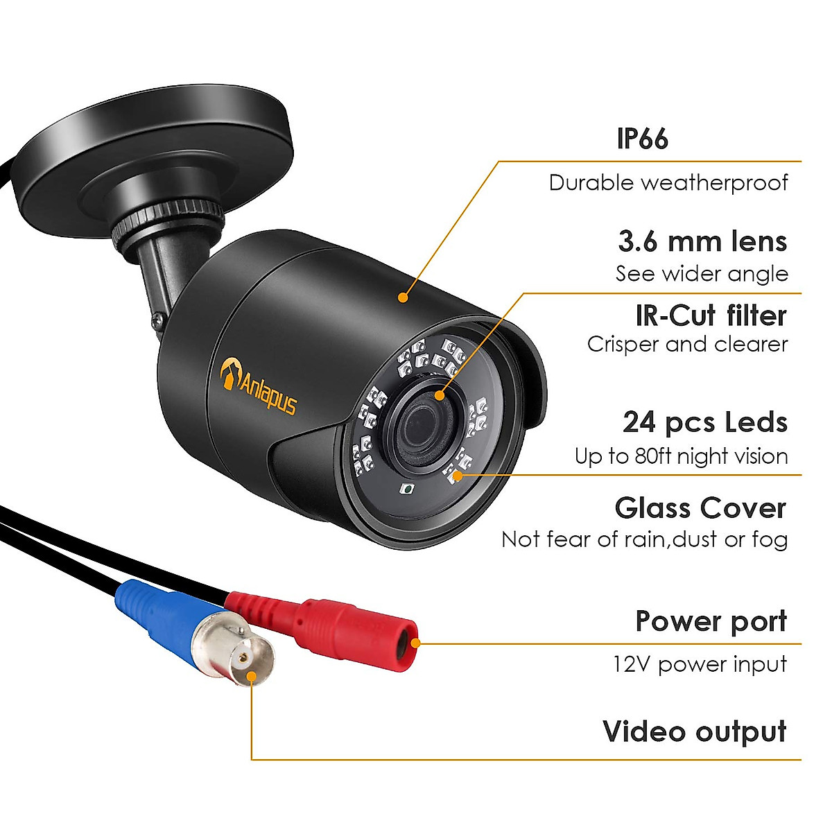 Anlapus 4 Pack HD 1080P 4-in-1 Analog/TVI/CVI/AHD Outdoor Indoor CCTV Security Cameras with 65ft Night Vision for 960H/720P/1080P DVR System