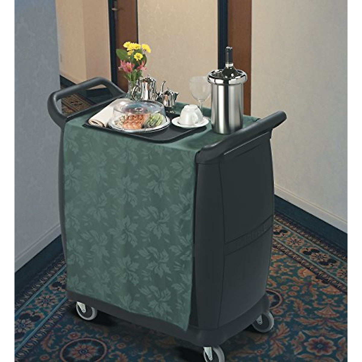 Carlisle FoodService Products Plastic Bussing Cart, 300 lb Capacity, 36.25" x 18"x 38", Black, Small