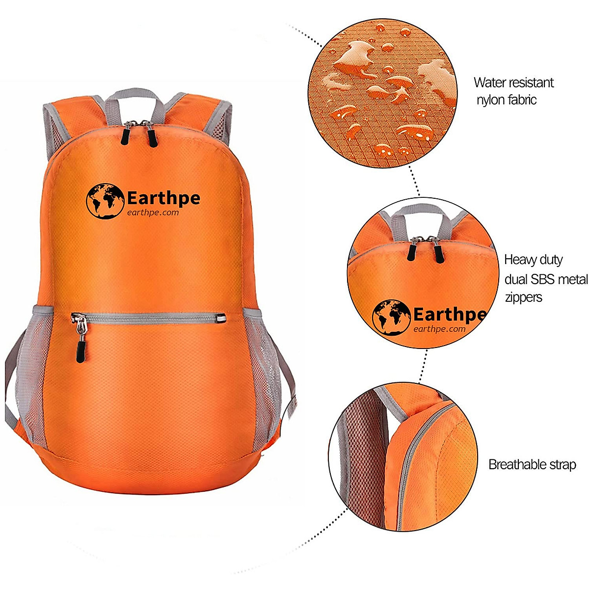 MICROSEVEN Ultra Lightweight Hiking Backpack - Water Resistant Small Backpack Packable Daypack for Women Men (Orange)