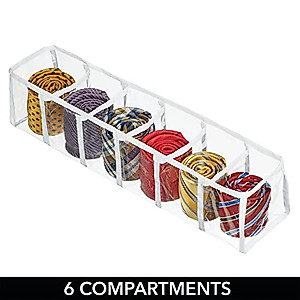 mDesign Rectangular Plastic Dresser Drawer Divider and Closet Storage Organizers for Lingerie, Bras, Socks, Underwear, Tights, Leggings, Scarves, Ties, Set of 3 - Clear/White